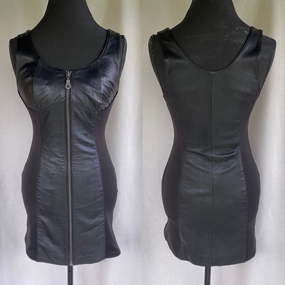First Genuine Leather | Dresses | Vintage Leather Biker Dress | Poshmark